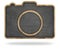Black Blank Camera Shape Blackboard with Wooden Stock Image - Image of ...