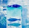 Blue fish collage stock illustration. Illustration of texture - 4286107