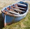 Blue Rowing Boat stock photo. Image of clinker, coastal - 799318