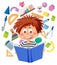 Boy reading math book stock vector. Illustration of study - 268903374
