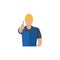Builder with a Gesture of Approval. Thumbs Up. Vector Illustration ...