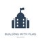 Building with Flag Icon in Trendy Design Style. Building with Flag Icon ...