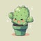 Cactus Plant Chibi Cartoon Style Isolated Plain Background by AI ...