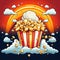 Cardboard Box Popcorn in 90s Style on Red Stock Illustration ...