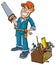 Cartoon Handyman with Toolbox. Stock Illustration - Illustration of ...