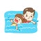 Cartoon Kids Drowning in Water. Stock Illustration - Illustration of ...