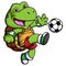 Cartoon Little Turtle Playing Soccer Stock Vector - Illustration of ...