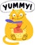Cat Yummy Sticker stock illustration. Illustration of sticker - 297876950