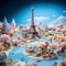 Claymation Diorama of Eiffel Tower. Stock Photo - Image of tower ...