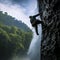 Climbing Cascade: Dive into a Thrilling Heights Experience Stock Photo ...