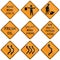 Collection of Roadwork Warning Signs Used in the USA Stock Illustration ...