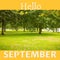 Composite of Hello September Text Over Trees in Garden Stock Image ...