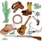 Cowboy objects set stock vector. Illustration of culture - 53731200