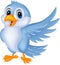 Cute Cartoon Blue Bird Waving Stock Vector - Illustration of bird ...