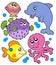 Cute Marine Animals Collection Stock Vector - Illustration of animals ...