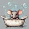 Cute Mouse in a Bubble Bath Stock Illustration - Illustration of bath ...