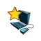 Cute Star with Desktop Computer Stock Illustration - Illustration of ...