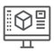 3d Design Line Icon, Model and Computer, 3d Modeling Sign, Vector Graphics, a Linear Pattern on ...