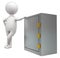 3d Man Presenting Silver Locker Concept Stock Illustration ...