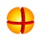 3D Quartered Sphere. Yellow and Orange Sphere Sliced into Quarters ...