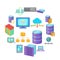 Data Base Icons Set, Cartoon Style Stock Vector - Illustration of ...