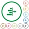 Decrease Right Indent Flat Icons with Outlines Stock Vector - Illustration of frames, green ...