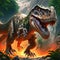 Dinosaur on Fire in the Forest, 3d Rendering. Computer Digital Drawing ...