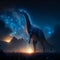 Dinosaur in the Night Sky. 3d Rendering, 3d Illustration Stock ...