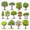 Diversity of Trees Set on White, Tree Clip Art Collection. AI ...