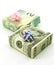 Dollars Wrapped Around Two Gifts with Bows Stock Image - Image of ...