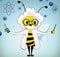 Einstein Bee stock illustration. Illustration of scientist - 57405453