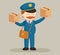 Fat postman holding a box stock vector. Illustration of delivery ...