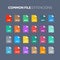 Flat Style Icon Set. Source Code, Programming File Type, Extension ...