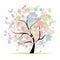 Floral Tree in Pastel Colors Stock Vector - Illustration of pastel ...