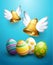 Flying Easter Bells and Eggs Stock Vector - Illustration of background ...