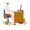 Freelancer and Dirty Work Table. Filthy Workplace Stock Vector ...