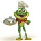 Frog chef with cloche stock illustration. Illustration of toad - 46667818