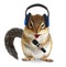 Funny Chipmunk Dj with Headphone and Microphone on White Stock Photo ...
