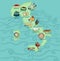 Funny Italy food map stock illustration. Illustration of card - 9167862
