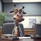 Giraffe and Laptop Giraffe in the Office Giraffe at Work Stock ...