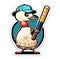 Goose with Baseball Bat Sticker Cute Stock Illustration - Illustration ...