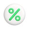 Green Percent Sign on White Button. Business and Science Icon. 3d ...