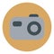 Grey camera, icon stock vector. Illustration of sticker - 260378791