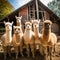 A Group of Alpacas Standing in Front of the Building Stock Photo ...