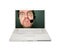 Grumpy Customer Service Man on Laptop Screen Stock Photo - Image of ...