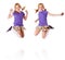 Happy Identical Twins Jumping and Laughing Stock Photo - Image of ...