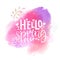 Hello Spring Text on Pink Watercolor Swash Stock Vector - Illustration ...