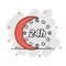 24 Hours Clock Icon in Comic Style. Timer Countdown Cartoon Vector ...
