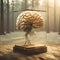 Human Brain Under Glass with Forest Background. Stock Image - Image of ...