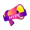 Hype Banner Label, Badge Icon with Megaphone. Flat Design Stock Vector ...